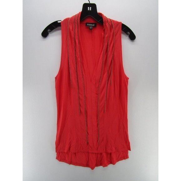 bebe | Tops | Bebe Blouse Xs Tunic Tank Top Beaded Hi Low Vneck ...